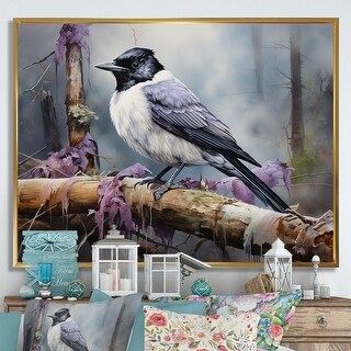 Designart "Bird Inquisitive Observer II" Animals Framed Canvas Wall Art - Bed Bath & Beyond ...